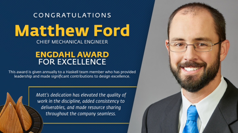 Mechanical Engineering Chief Matt Ford Receives Engdahl Award | Haskell